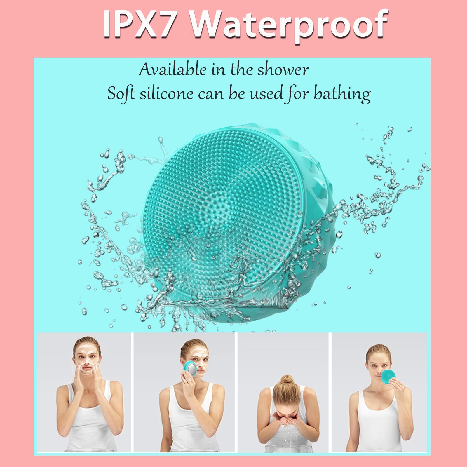 AUROARC Sonic Facial Cleansing Brush, Upgraded Silicone Face Scrubber for Cleaning and Exfoliating, Waterproof Face Wash Brush for Women