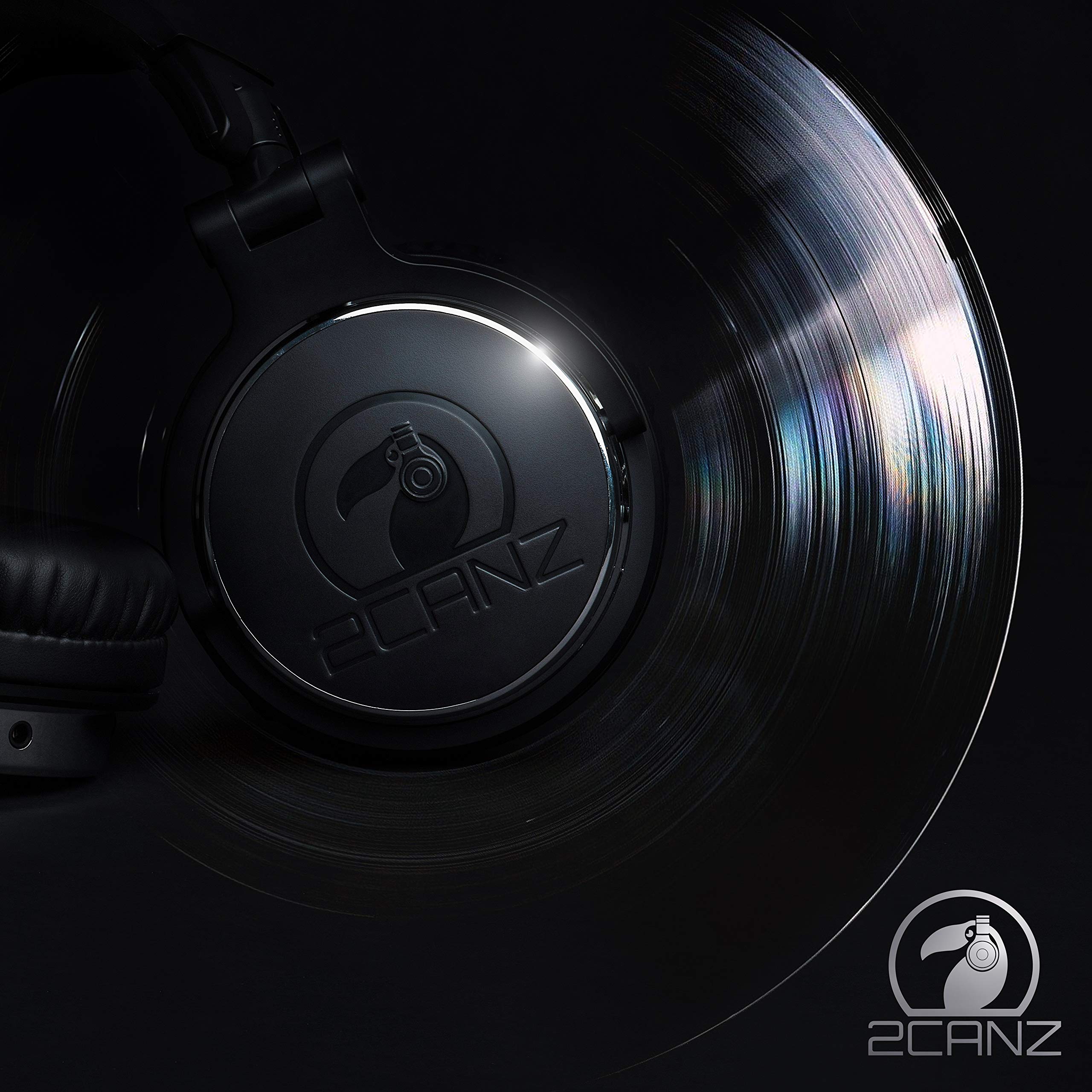 2CANZ Over-Ear Professional Wired DJ Headphones - 50mm Neodymium Drivers, Closed Back, Plush Comfrasoft Ear Cushions, 8-Way Adjustable Earpads, Foldable, and Joint Listening