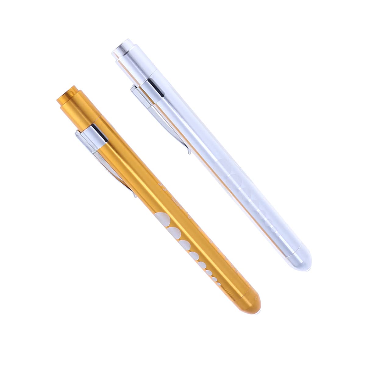2pcs Penlight with Pupil Gauge, LED Penlight for Nurses, Reusable Medical Pen Light with Pupil Gauge and Ruler for Student Doctors, Yellow+ Silver