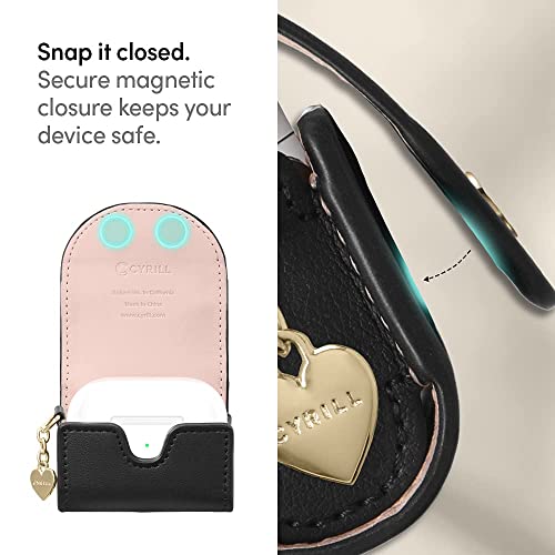 CYRILL Airpods 3 Case Cover Mini Bag Classic Leather Cute for Women Designed for Airpods 3 Generation Case (2021) - Black