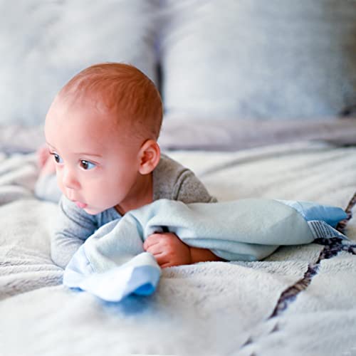 Baby Security Blanket (Blue, 15βx15β), 68% viscose from bamboo, 27% organic cotton, 5% Spandex fleece, Imported