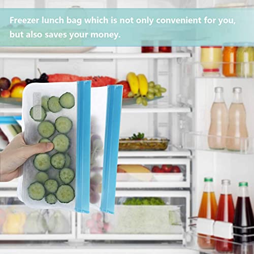 10 Pieces in Gallon Freezer Bags Reusable Bags Silicone,Transparent Sandwich Bags Ziplock,Vegetable and Fruit Freezer Bag,Extra Thick Durable Food Storage Bags Snack Bags