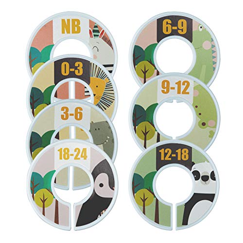 Baby Nest Designs Closet Dividers for Baby Clothes, 7X Unisex Baby Clothing Size Age Dividers from Newborn Infant to 24 Months,Closet Organizer, Nursery Decor & Baby Gift (Animal)