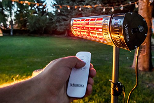 1500 Watt Gold Coated Tungsten Quartz Infrared Heater Remote Controlled Patio Heater/on Off/High/Low/med