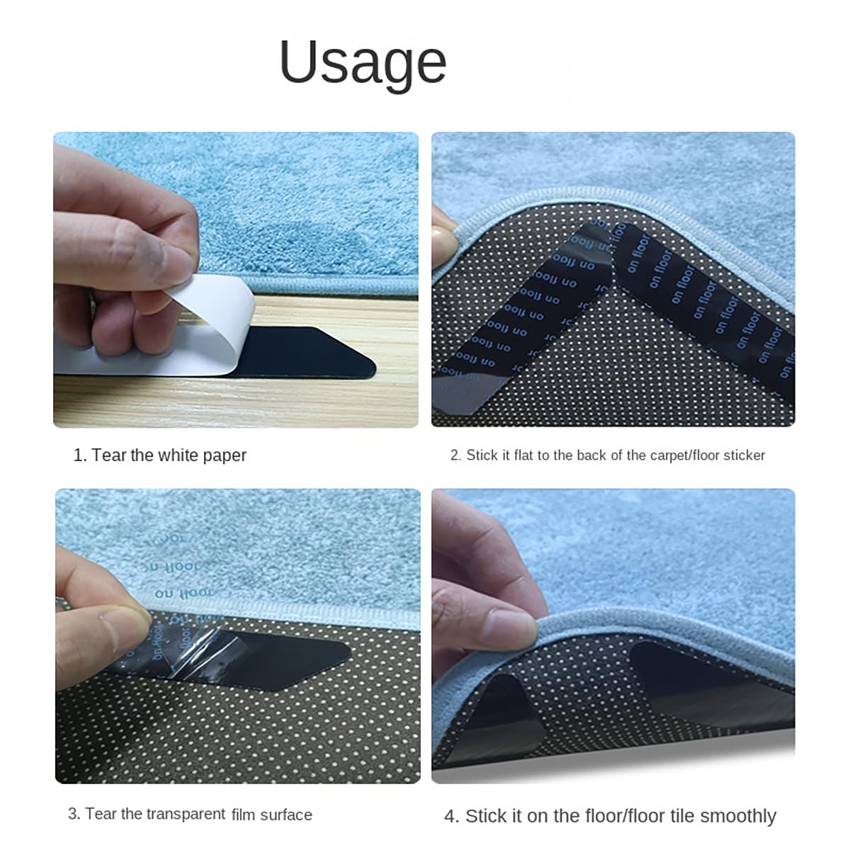 10Pcs Grippers for Rug,Non Slip Gripper for Rug for Hardwood Floors and Tiles, Carpet Gripper,Rug Stoppers to Prevent Sliding,Keep Rug in Place & Make Corner Flat(Black)