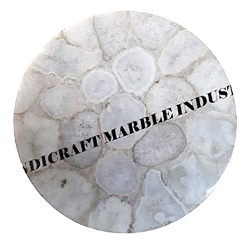 12" Inch Round White Agate Coffee Table with Hair Pin Style Metal Base, Agate Table Top, Agate Round Coffee Table, Agate Side Table Home Decor, Piece Of Conversation