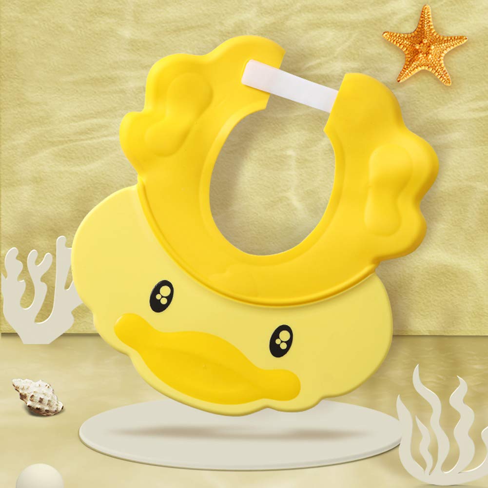 Baby Shower Cap Adjustable Silicone Shampoo Bath Cap Shower Hat Visor Cap Protect Eye Ear for Infants Toddlers Kids Children (Yellow)