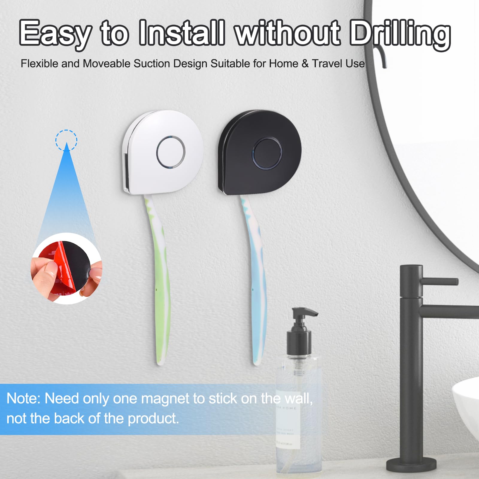 TAISHAN UV Sanitizer Toothbrush Case,Rechargeable Portable Mini Holder with Mirror,Fits All Toothbrushes for Electric and Manual,Safety Feature Home Travel