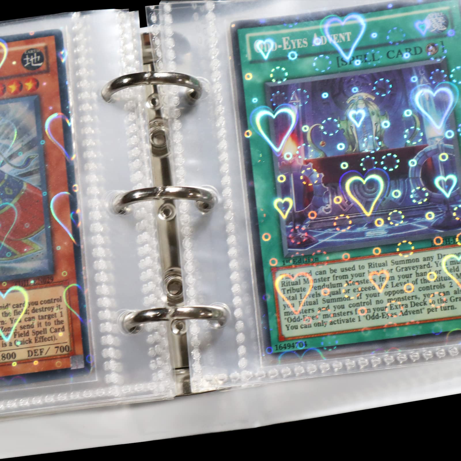 100PCS Holographic Card Sleeves for Japanese Sized Cards YGO Card Protectors (61x88mm, Hearts)