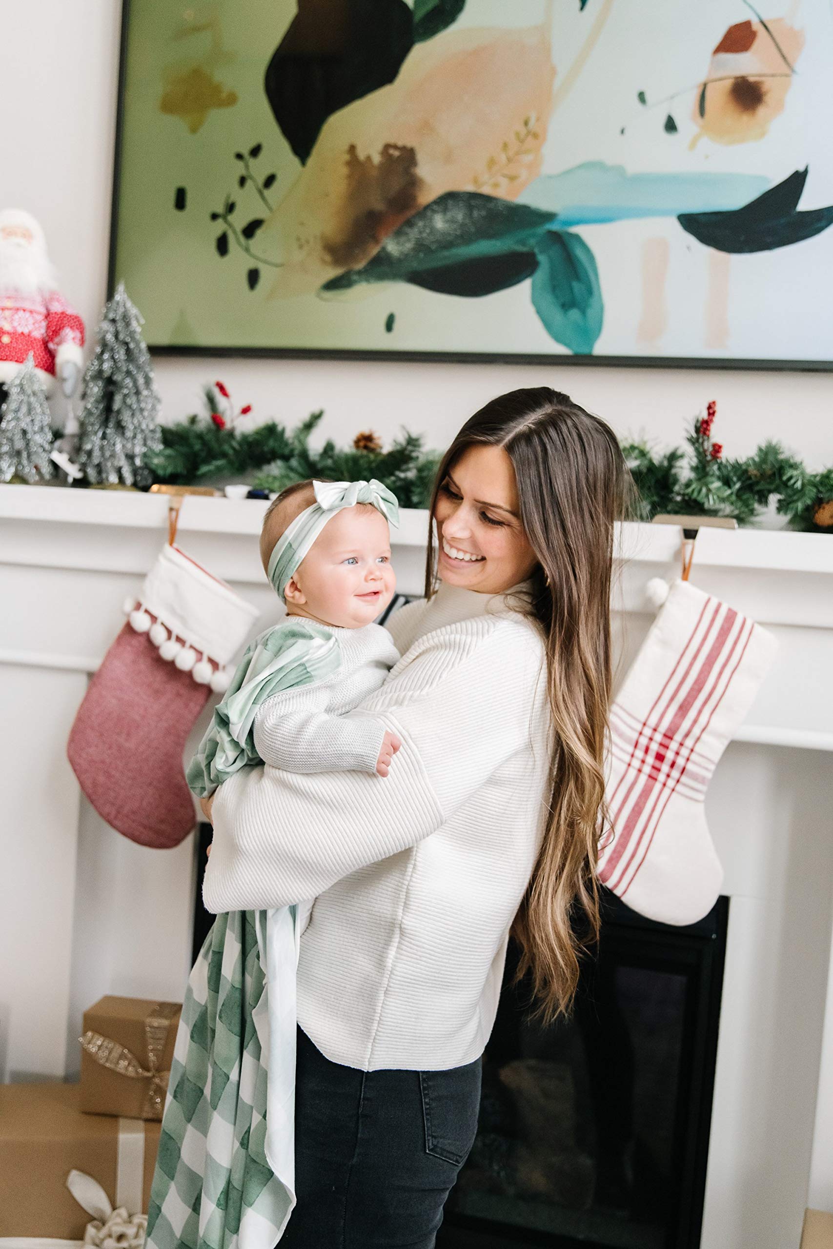 Large Premium Knit Baby Swaddle Receiving Blanket "Pine" by Copper Pearl