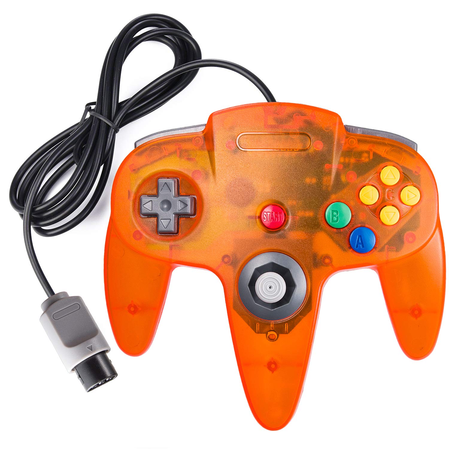 4 Pack Classic 64 Controller, suily Game pad Joystick for 64 - Plug & Play (Non PC USB Version) (Black/Clear Green/Clear Blue/Clear Orange)