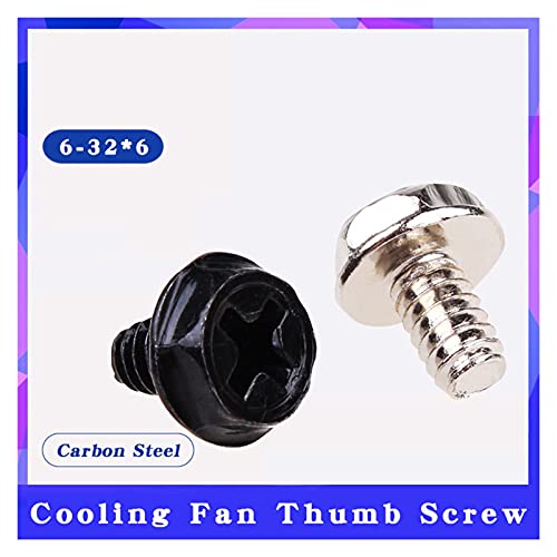 OPYTR Screw Anchors 50Pcs 6-32 * 6 Thread Teeth Outside Hex Computer PC Case Cooling Fan Toolless Adjustment Screw Thumbscrews Thumb Screw Anchors (Size : Black (50Pcs))