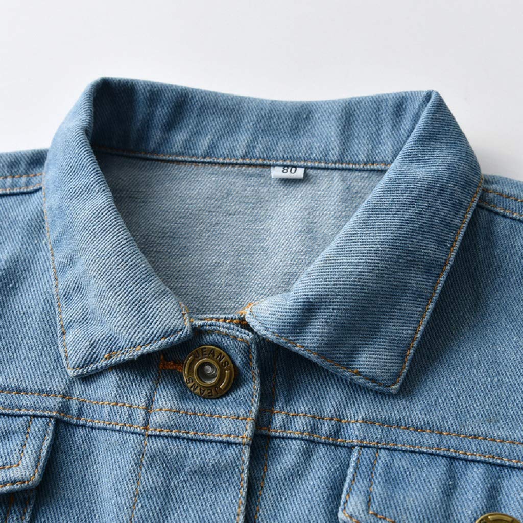 CM C&M WODRO Baby Boys Girls Denim Jacket Kids Toddler Button Down Jeans Jacket Top Coat Outerwear (Blue, 12-18 Months)