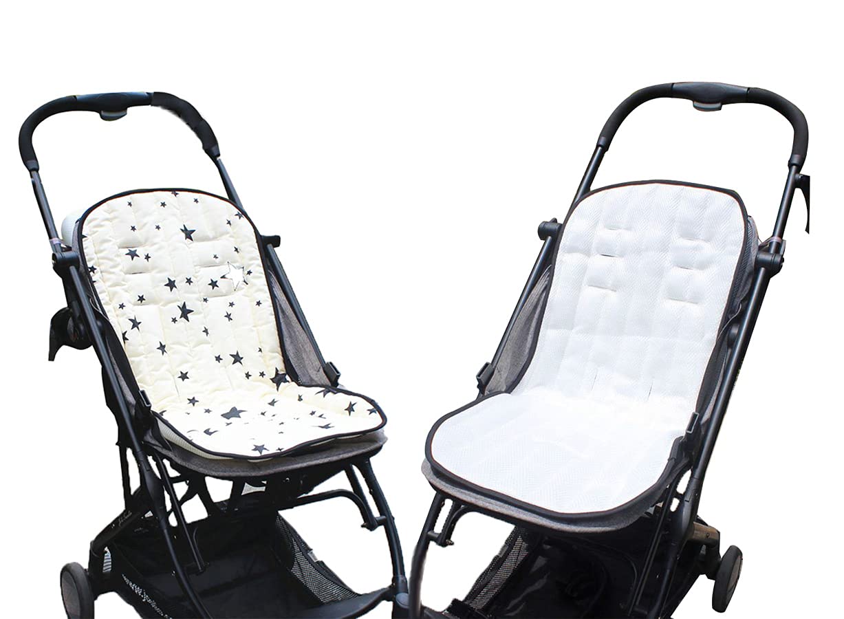 Baby Stroller Seat Liner Car Seat Insert Pad Pram Pushchair Seat Cushion Soft Cotton Pram Padding Seat Liner Universal Reversible for Buggy Baby High Chair Washable Adjustable All-Seasons 78x36cm