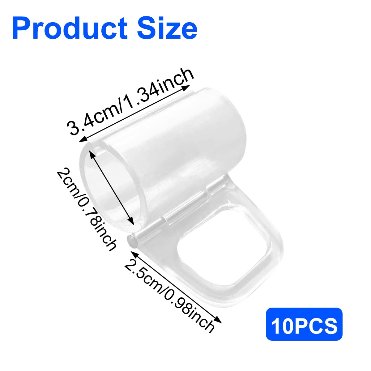 10 Pieces Lifting Clamp Pull Cordless Roller Blinds Shades Tightly Fit Transparent Handle Pull Fit 20mm Rod