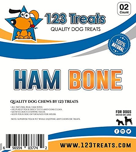 123 Treats - Meaty Dog Bone Treat - Large 100% Natural Pork Chews for Dogs Dog Bones for Aggressive Chewers (Pork, 2 Count)