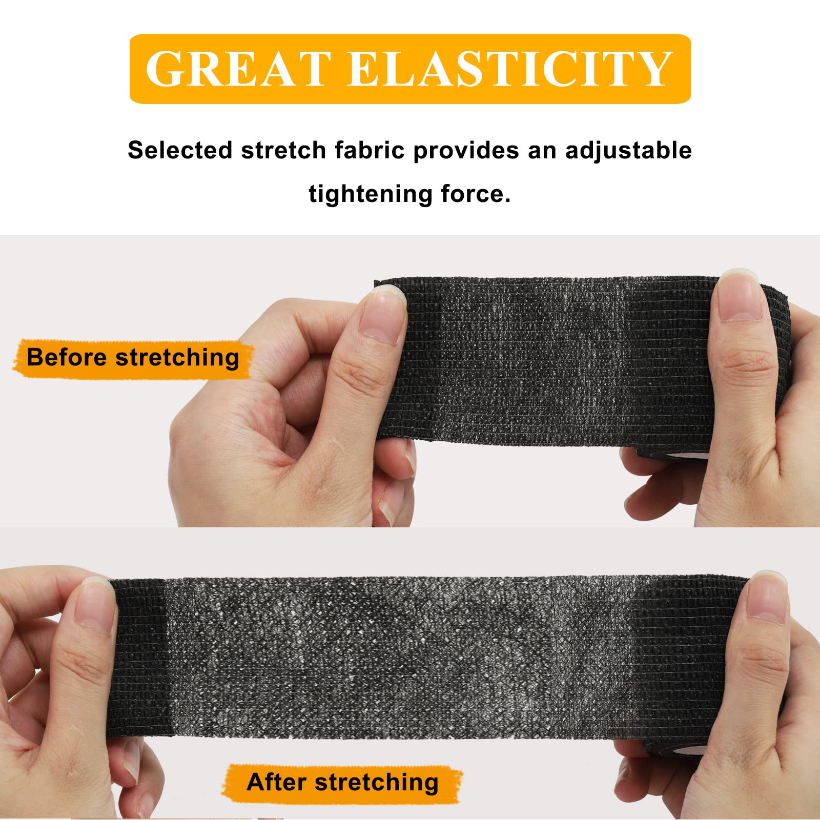 Tattoo Grip Tape - Ruicoo 4pcs Tattoo Grip Wrap Cover Disposable Tape Self-adhesive Bandage 2"x 5 Yards Black Tattoo Grip Tape for Tattoo Machine Grip