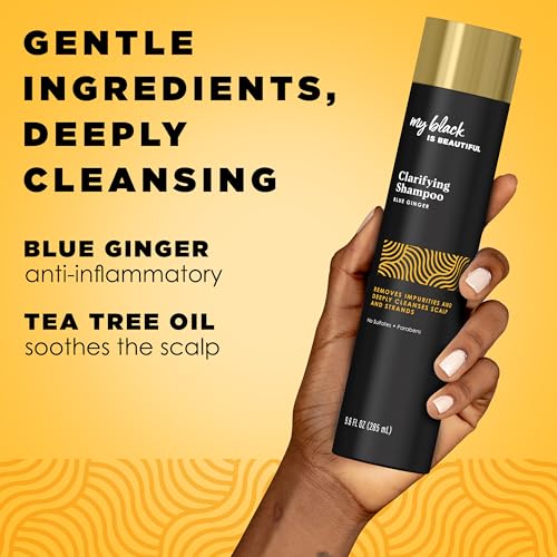 My Black is Beautiful Clarifying Sulfate Free Shampoo for Build Up, For Dry and Damaged Hair, Blue Ginger and Mint, 9.6 fl oz