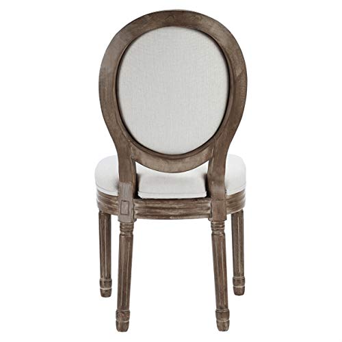 CangLong Farmhouse Dining Room Accent Chairs, French Distressed Bedroom Chairs with Round Back, Elegant Kitchen Chairs Side Chair, Set of 2, Fabric Back in Beige