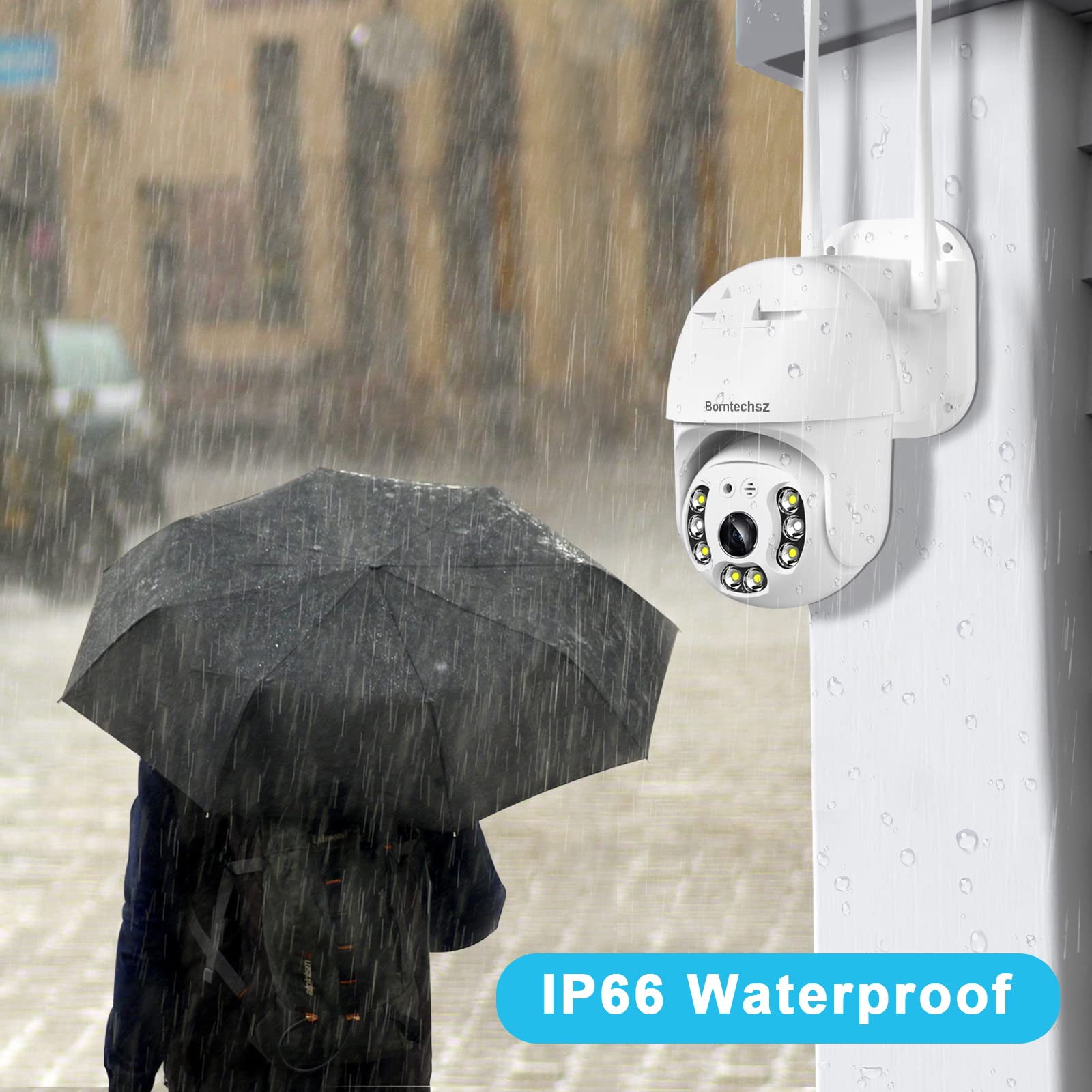 Auto Tracking WiFi IP Camera Pan Tilt Security Camera, 3MP 2K Dome Surveillance Cam, Two Way Audio Motion Detection Clear Night Vision IP66 Outdoor Waterproof by Tuya Smart App