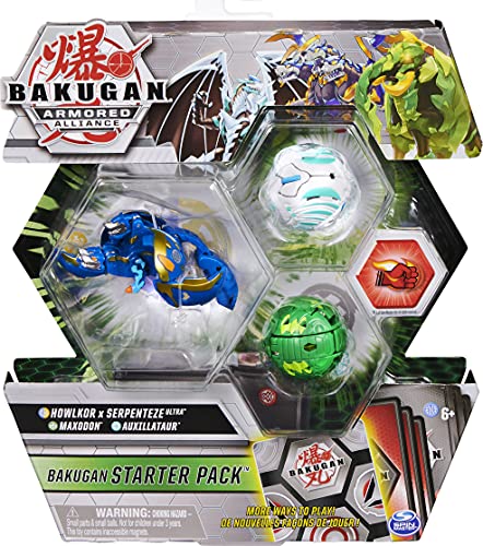 Bakugan Starter Pack 3-Pack, Fused Howlkor x Serpenteze Ultra, Armored Alliance Collectible Action Figures