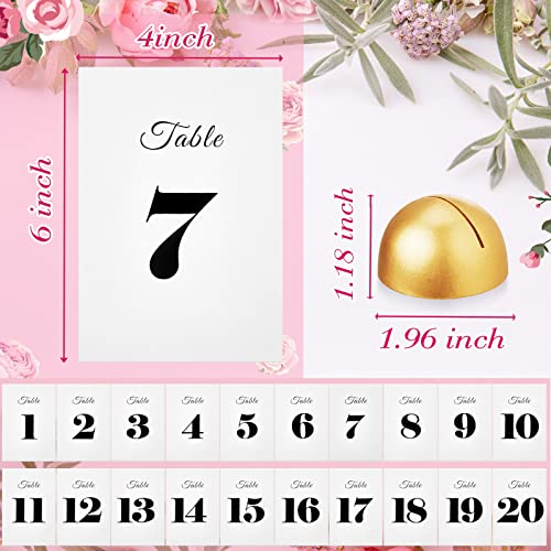 20 Pieces Table Number Cards Round Table Number Stands Modern Cursive Table Number 1-20 for Wedding Reception Anniversary Party Restaurant Events 4 x 6 Inches(Gold)
