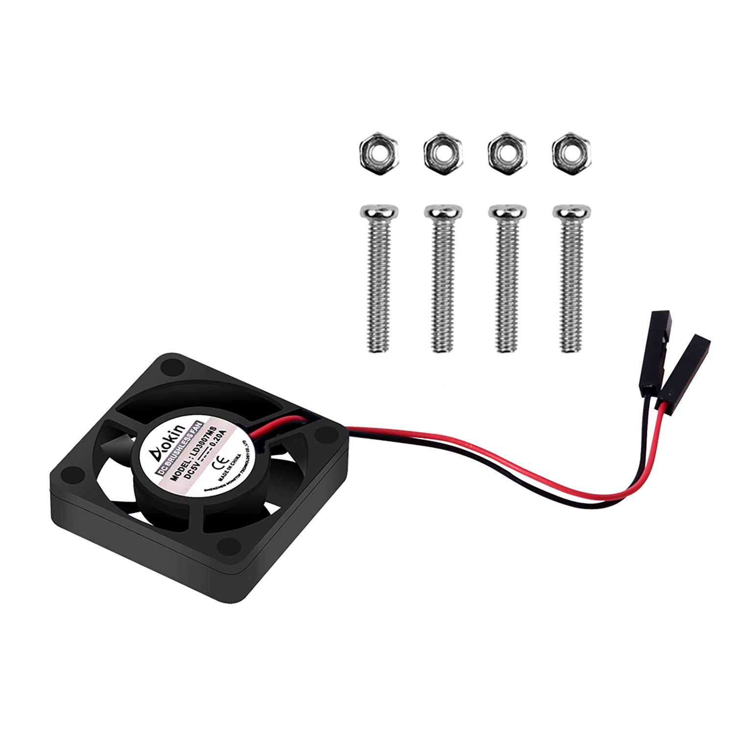 Aokin for Raspberry Pi Cooling Fan DC 5V/3.3V Brushless CPU Cooling Fan with Screws for Raspberry Pi 4 B, Pi 3 B+, Pi 3 B, Pi 2 B, Pi 1 B+, RetroFlag NESPI Case, etc, 1 Pack