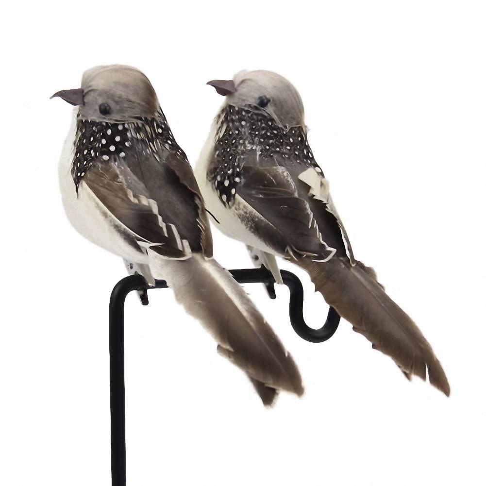 12Pcs Artificial Simulation Feather Birds with Clips Foam Birds Ornaments DIY Craft for Home Garden Wedding Decoration Party Accessories