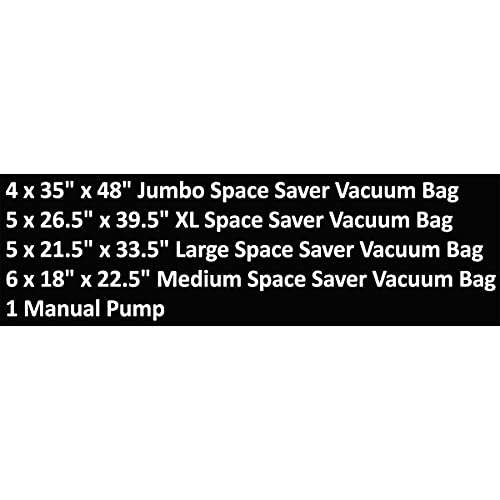 20 Vacuum Sealer Bags β Compression Bags for Travel, Clothes, and Blanket Storage β Airtight Space Saver Bags in 4 Sizes and Pump by Home-Complete