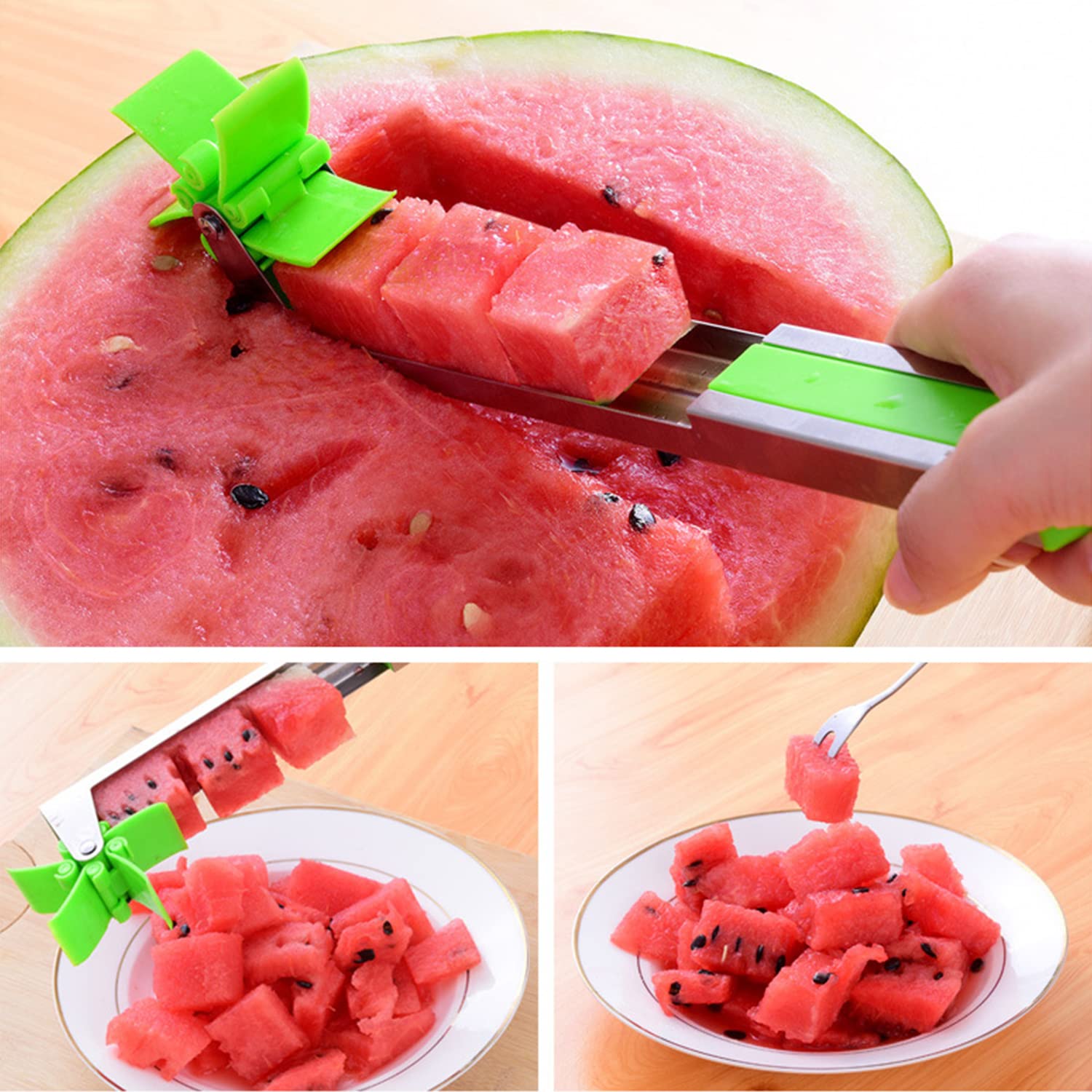 Autoly Watermelon Slicer,Tainless Steel Creative Watermelon Windmill Cutter Slicer, fruit cutting artifact,Stainless Steel Watermelon Slicer
