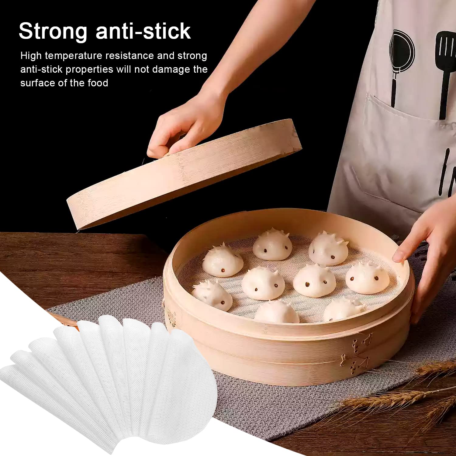 10 inch Non Stick Silicone Steamer Liners Mesh Mat Pad Steamed Buns Dumplings Baking Pastry Dim Sum Mesh Reusable Silicone Steamer Liners pastry mat bamboo steamer liners 10pcs