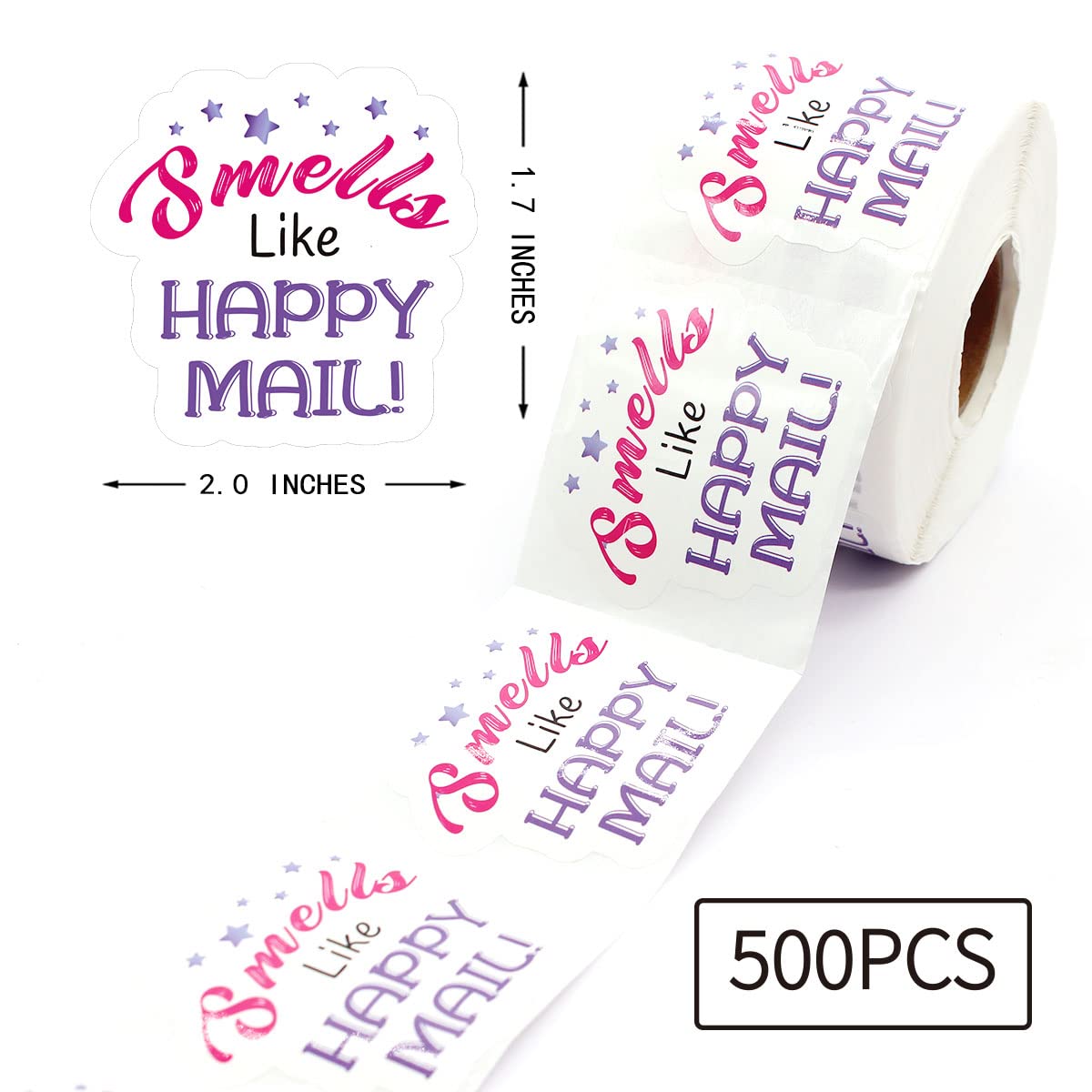 Littlefa Funny Smells Like Happy Mail Stickers,Mail Stickers,Small Business Stickers,Envelopes Seal Stickers,Cute Mail Packaging Stickers 500 PCS