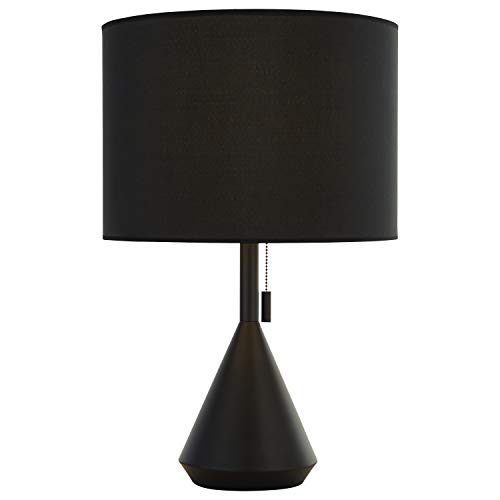 Amazon Brand β Rivet Modern Pull Chain Switch for Each Socket Table Lamp with Bulb, 22.8"H, Matte Black - 67094