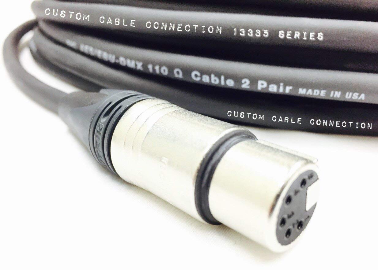 125 Foot 5-Pin XLR 24 AWG (Gauge) DMX512 Data Cable Male to Female for stage lighting, LED Uplights, DJ Lights and DMX512 Controller- made by Custom Cable Connection