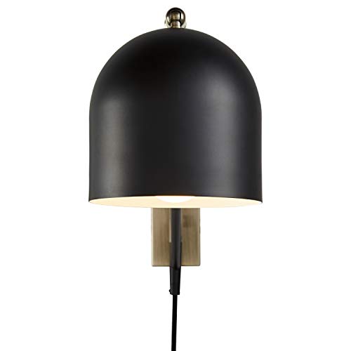 Amazon Brand β Rivet Mid-Century Swiveling Wall Sconce with Bulb, 11"H, Black and Antique Brass