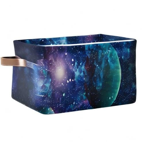 AUUXVA Nebula Galaxy Planet Storage Basket Collapsible Cloth Storage Cube Basket Bins Organizer with Handles Rectangular Large Toys Shelf Closet for Nursery Bedroom Home Office