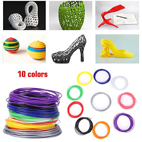 3D Printer Filaments,10 Colors 1.75MM PCL Pen Filament Refills for Printer Printing Pen Low Temperature