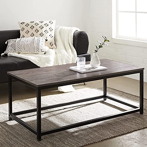 AZL1 Life Concept Coffee Table with Metal Frame,Clean, contemporary design meets rustic industrial style,for living room, office, Dark Brown/Black