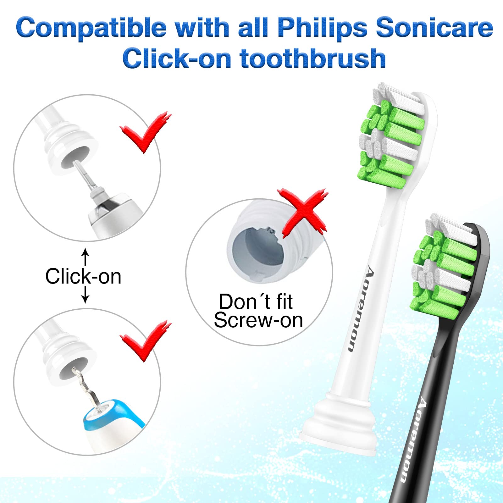 Aoremon Replacement Toothbrush Heads Compatible with Sonicare DiamondClean W C2 G2 W2 C1 C3 4100 5100 6100, 12 PCS Replacement Heads for Philips Sonicare Electric Toothbrush