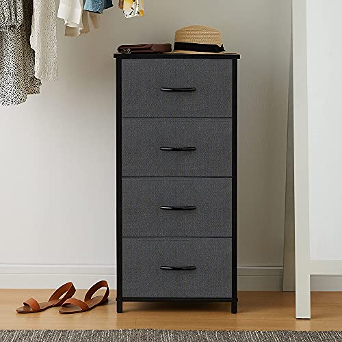 AZL1 Life Concept 4 Drawers Fabric Dresser Storage Tower, Organizer Unit for Bedroom, Closet, Entryway, Hallway - Dark Grey