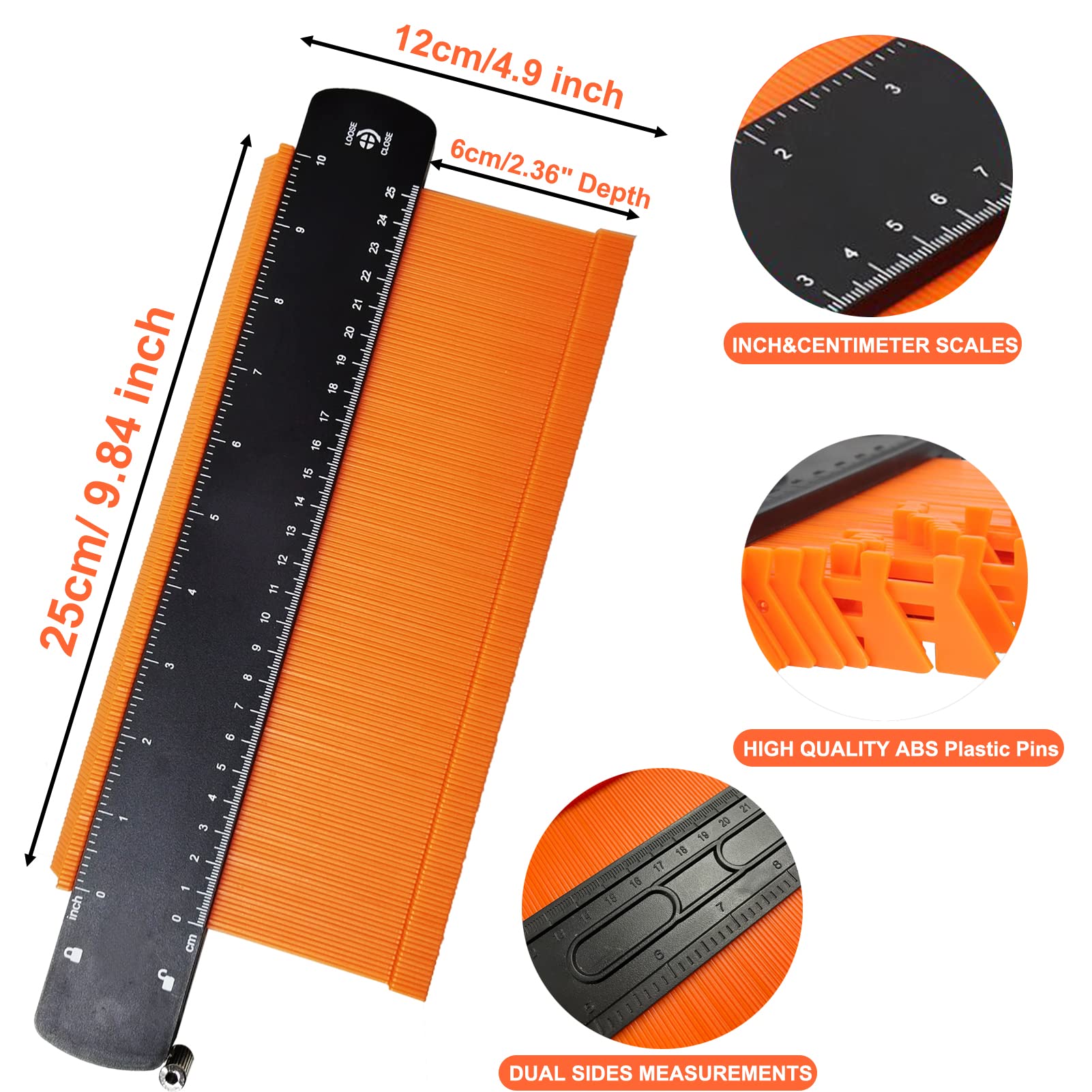 10 Inch Super Gauge Shape and Outline Tool, Contour Gauge Profile Tool with Lock, Measuring Tools Shape Duplicator Woodworking Tools for Flooring, Carpenter, Construction, Cool Gifts for Men