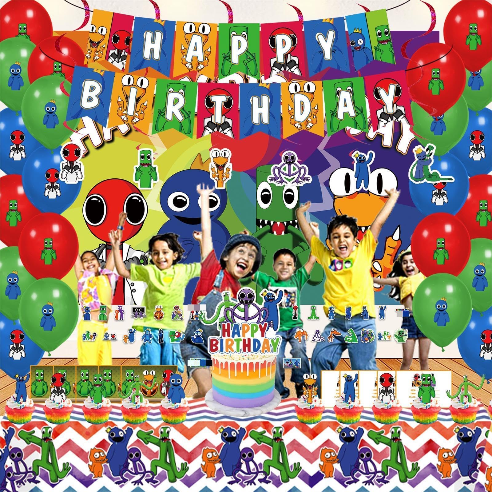 118PCS Rainbow Birthday Decorations,Rainbow Party Supplies Include Banner, Tablecloth, Cake Topper, Cupcake Toppers,Backdrop, Hanging Swirls,Invitation Cards and Stickers