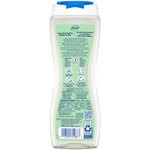 Dial Clean + Gentle Body Wash, Aloe Scent, 16 Fl Oz (Pack of 6)