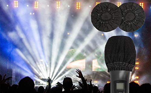 100 Pack Disposable Microphone Cover Non-Woven Microphone Cover Windscreen Mic Cover Protective Cap for KTV Recording Room News Gathering