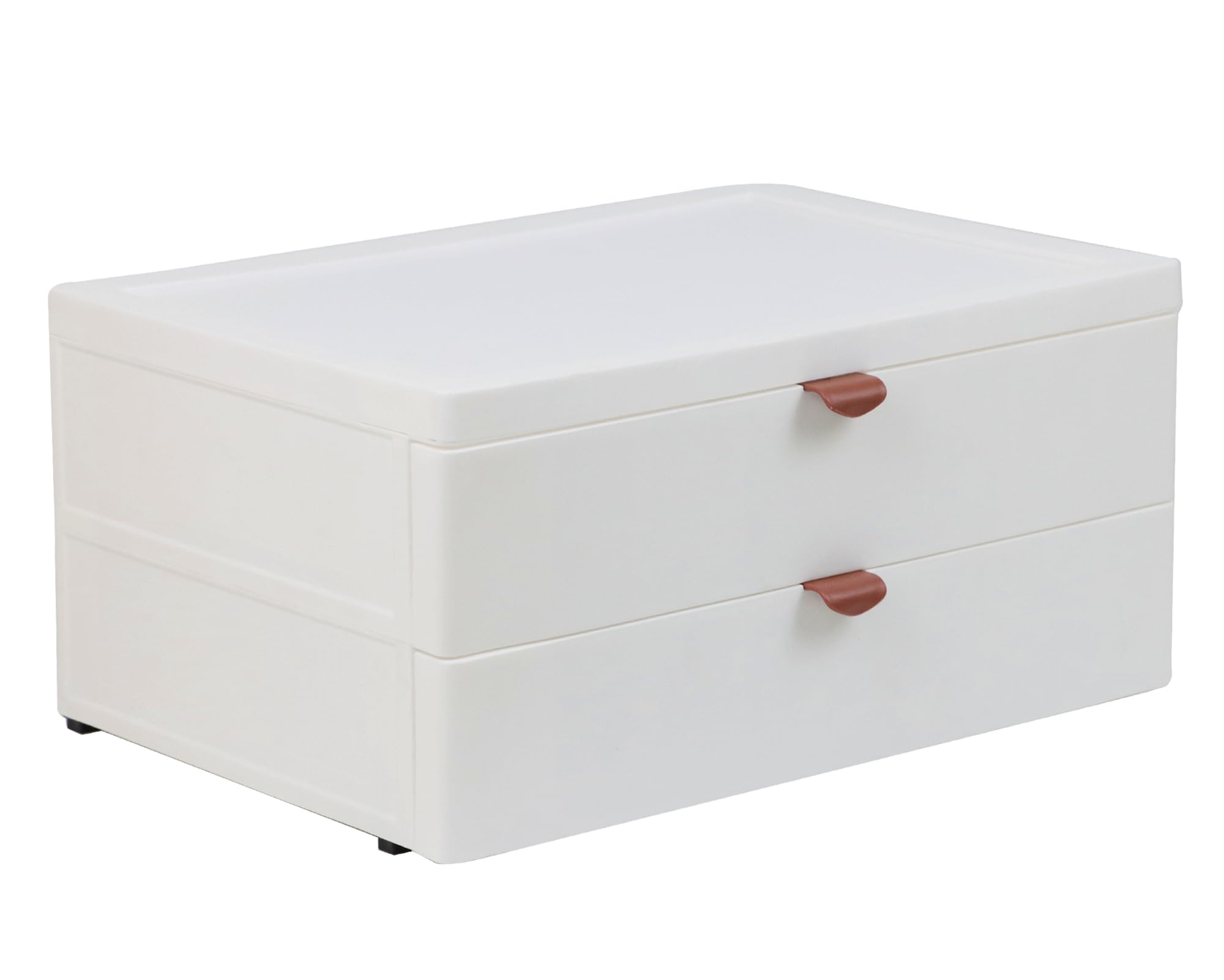 13.8" Plastic Storage Drawers, 2-Drawer Organizer for Desktop Vanity Bathroom Cabinet, Desk Organizers and Storgae, Makeup Office Supplies Organization, White