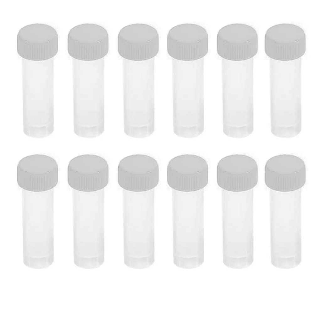 12PCS 25ml Plastic Sample Bottles Tubes Vials Mini Clear Storage Container Case with Screw Cap Small Test Tubes