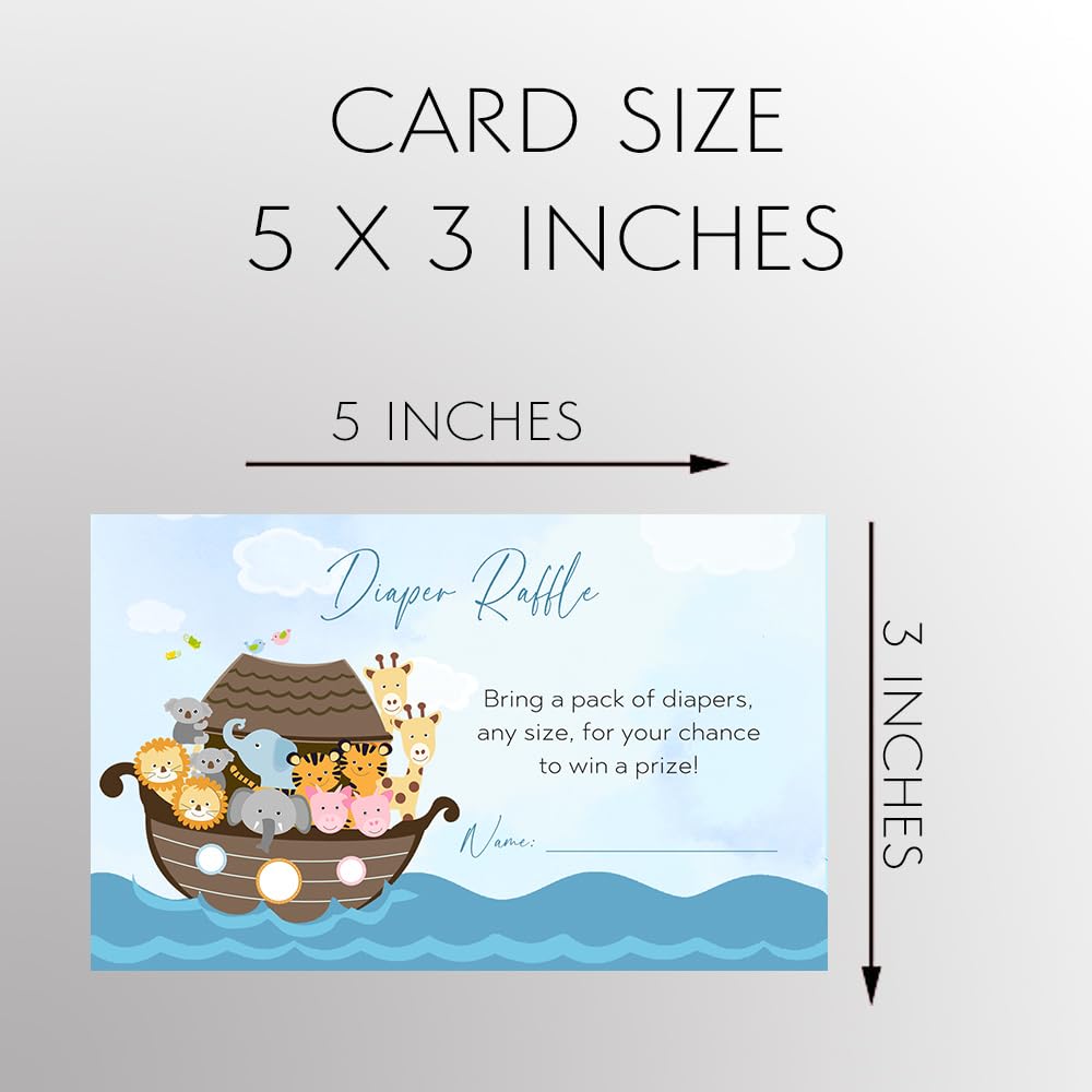 Baby Shower Diaper Raffle Tickets Noah’s Ark Theme For Twins Girl Boy Insert Cards (50 Count)