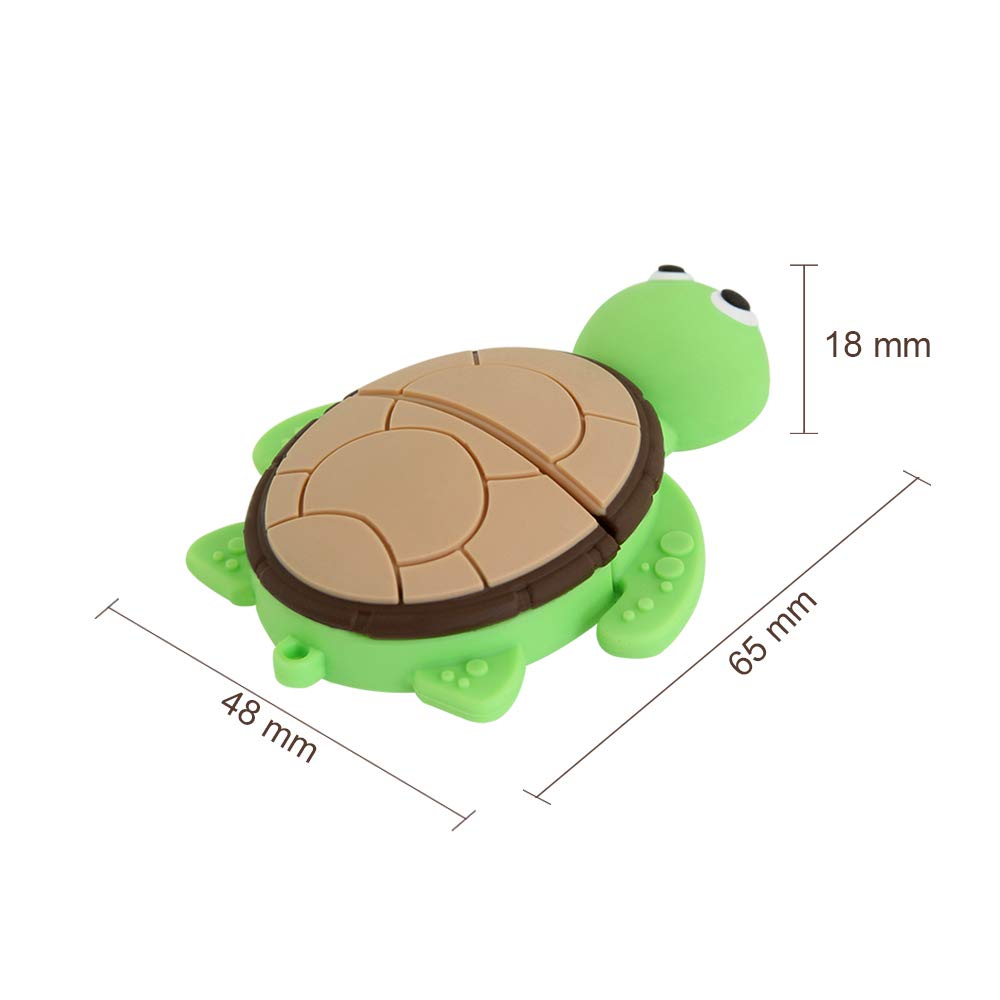 128GB USB Flash Drive, Cute Cartoon Turtle Shaped Thumb Drive, Novelty USB Stick for Data Storage and Backup, Funny Flash Drive for PC/Tablets/Mac/Laptop-Green