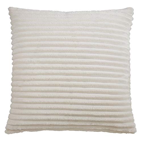 SARO LIFESTYLE Cora Cllection Faux Rabbit Fur Poly Filled Throw Pillow, 18", Ivory