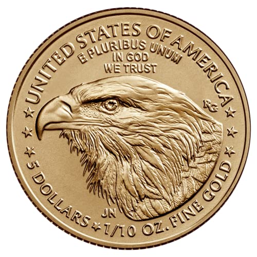 1986 - Present (Random Year) 1/10 oz Gold American Eagle Brilliant Uncirculated Coin (Type 1 or Type 2) with Certificate of Authenticity $5 BU